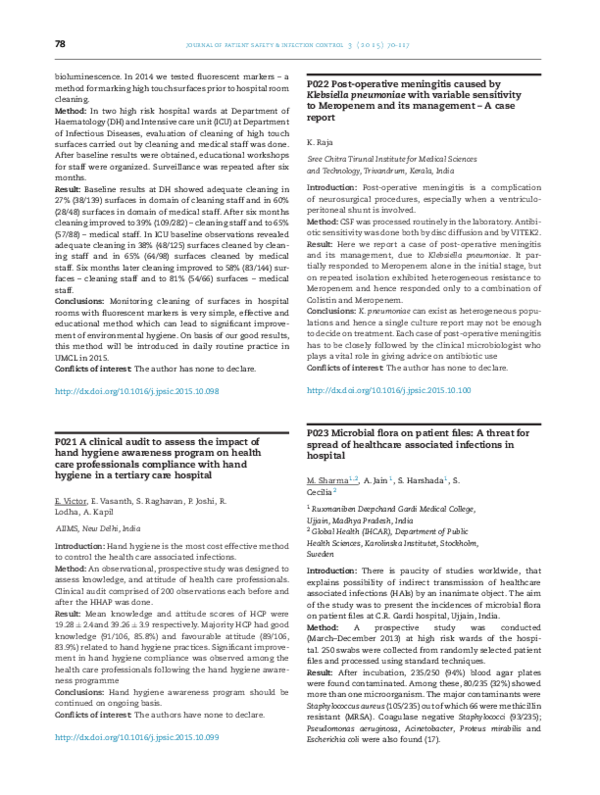(PDF) A clinical audit to assess the impact of hand hygiene awareness program on health care ...