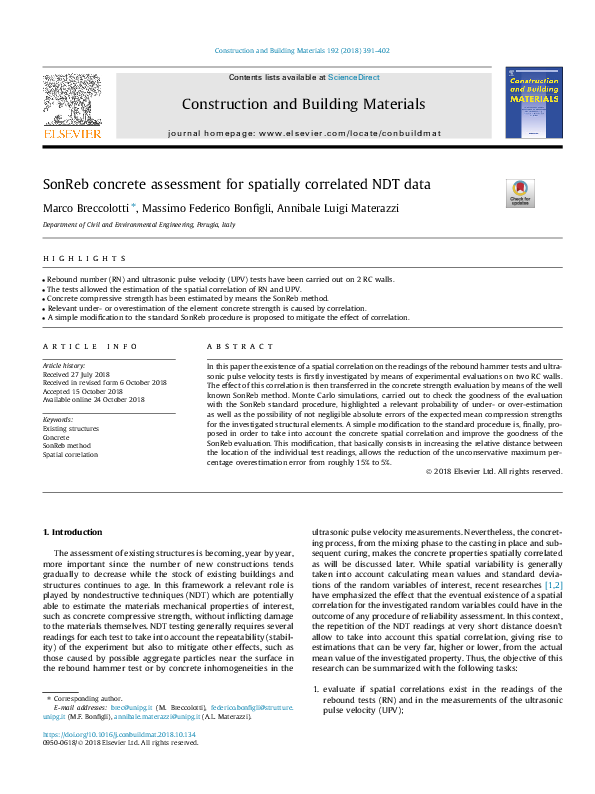 (PDF) SonReb concrete assessment for spatially correlated NDT data