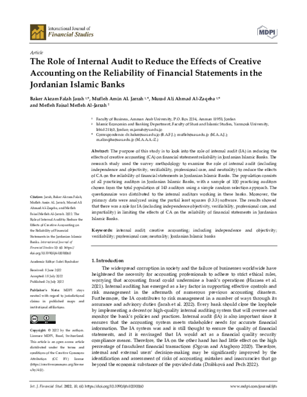 (PDF) The Role of Internal Audit to Reduce the Effects of Creative ...