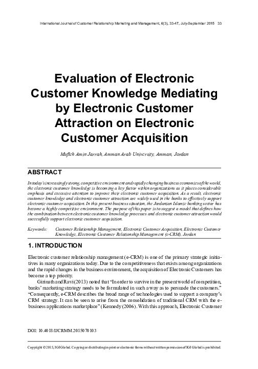 Pdf Evaluation Of Electronic Customer Knowledge Mediating By