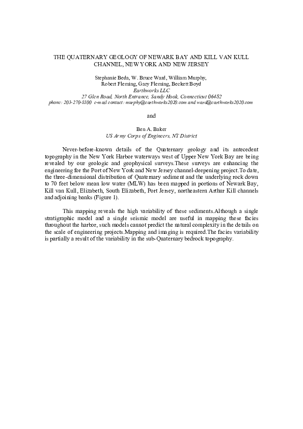 (PDF) The Quaternary Geology of Newark Bay and Kill Van Kull Channel ...