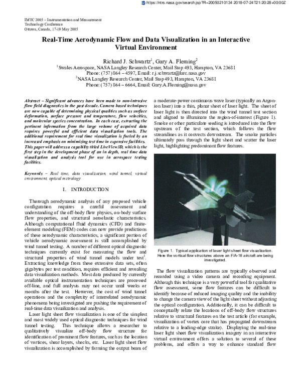 (PDF) Real-Time Aerodynamic Flow and Data Visualization in an Interactive Virtual Environment