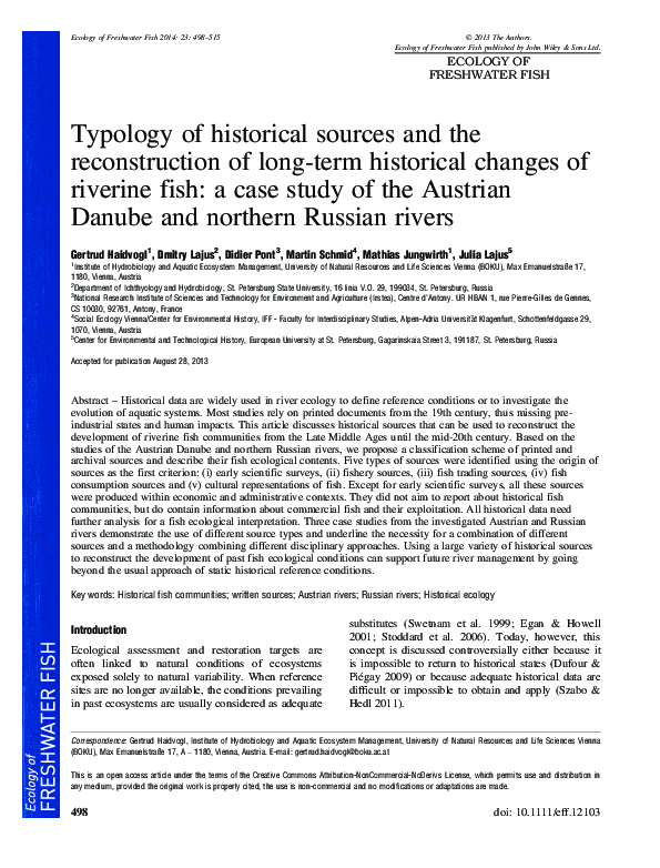 (PDF) Typology of historical sources and the reconstruction of long ...