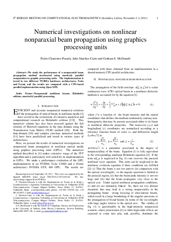 (PDF) Numerical investigations on nonlinear nonparaxial beam propagation using graphics ...