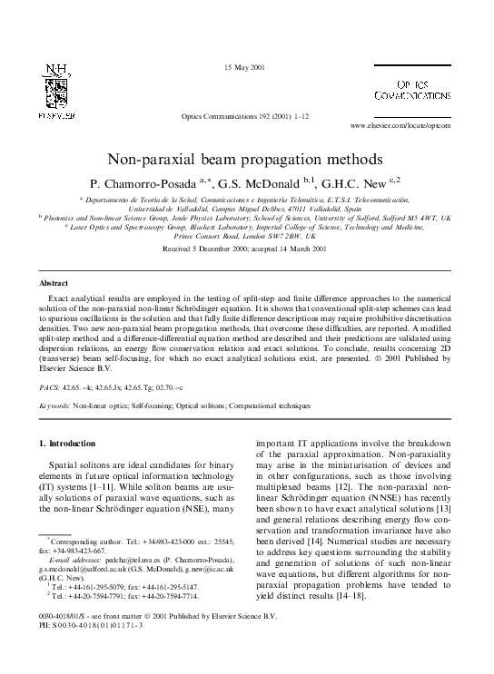 (PDF) Non-paraxial beam propagation methods