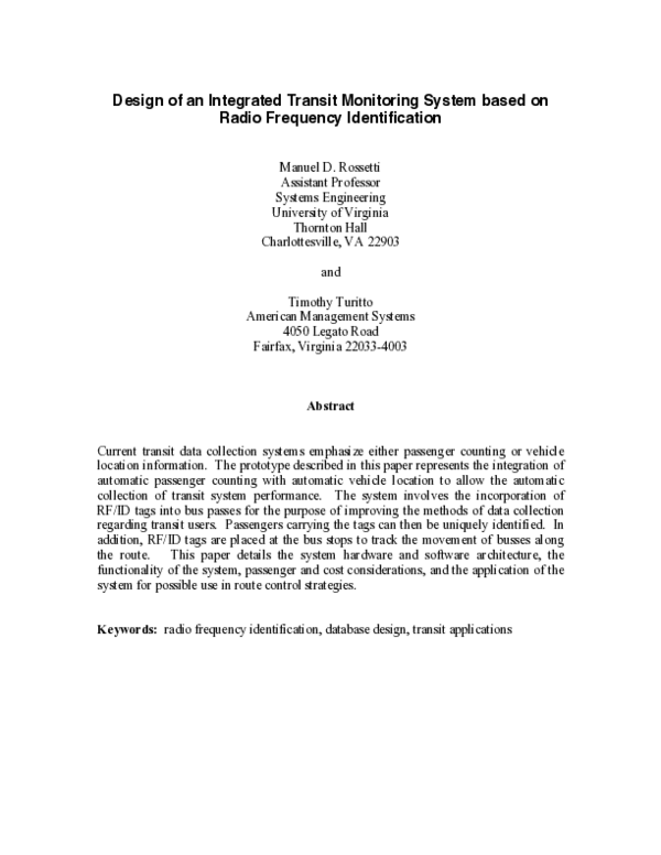(PDF) Design of an integrated transit monitoring system based on radio ...
