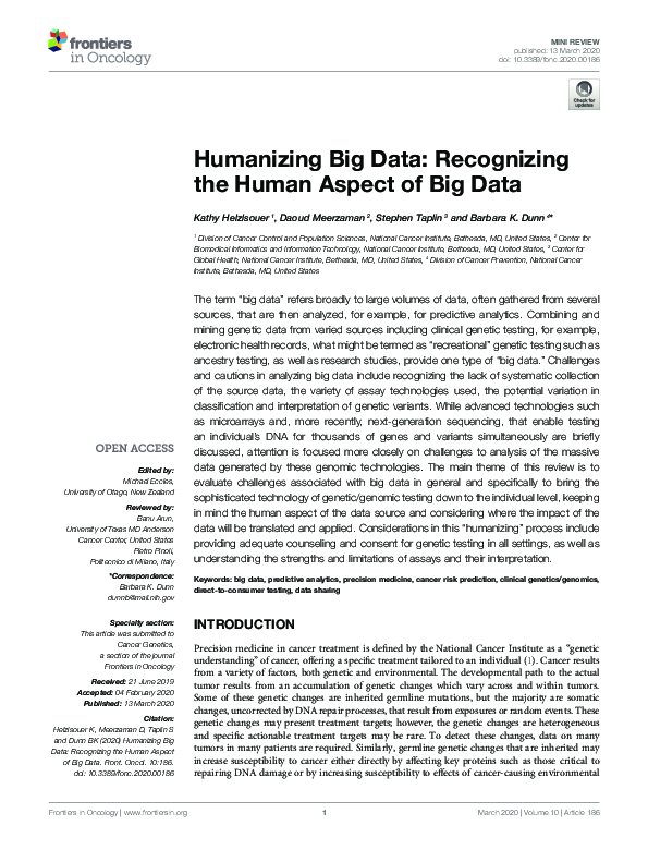 (PDF) Humanizing Big Data: Recognizing the Human Aspect of Big Data