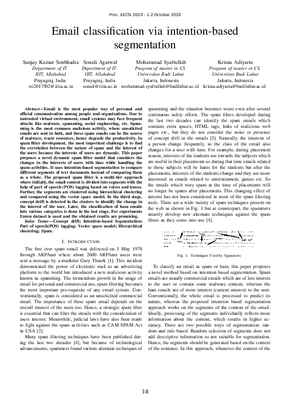(PDF) Email classification via intention-based segmentation