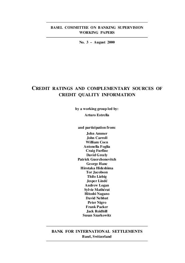 (PDF) Credit ratings and complementary sources of credit quality ...