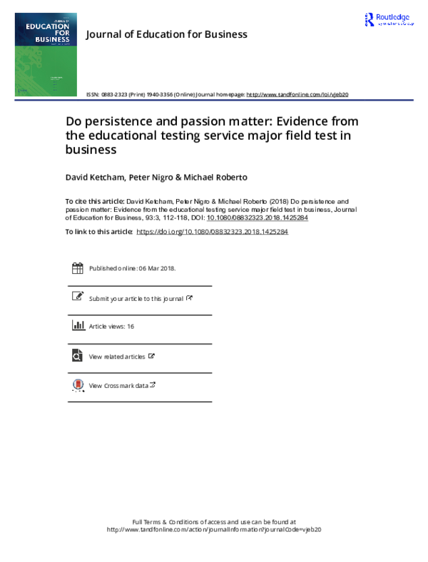 (PDF) Do persistence and passion matter: Evidence from the educational ...