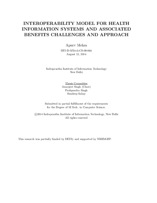 (PDF) Interoperability model for health information systems and associated benefits challenges ...