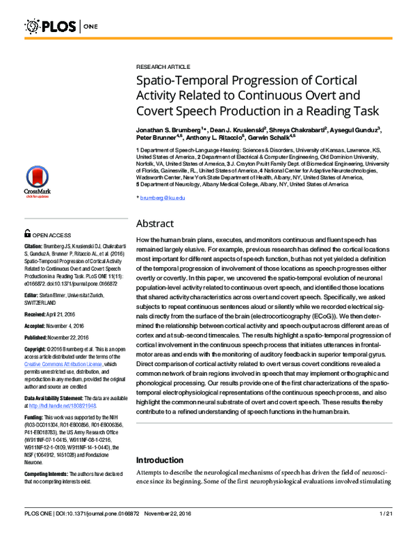 (PDF) Spatio-Temporal Progression of Cortical Activity Related to Continuous Overt and Covert ...