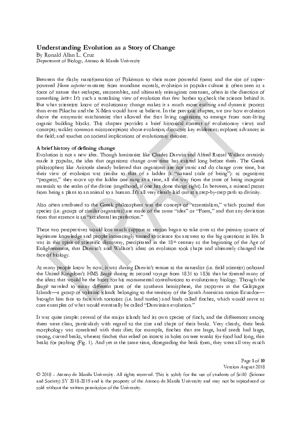 (PDF) Understanding Evolution as a Story of Change