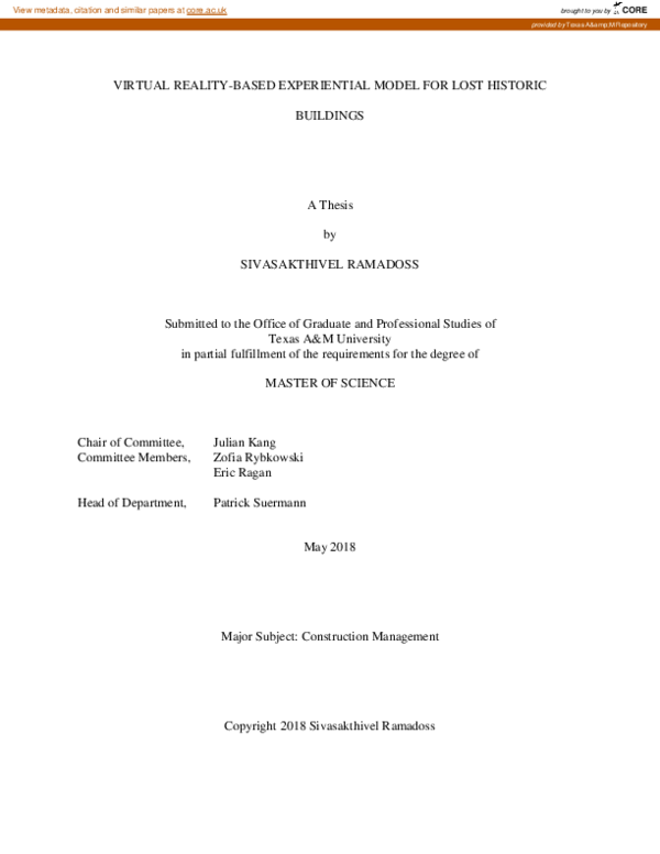 (PDF) Virtual Reality-Based Experiential Model for Lost Historic Buildings