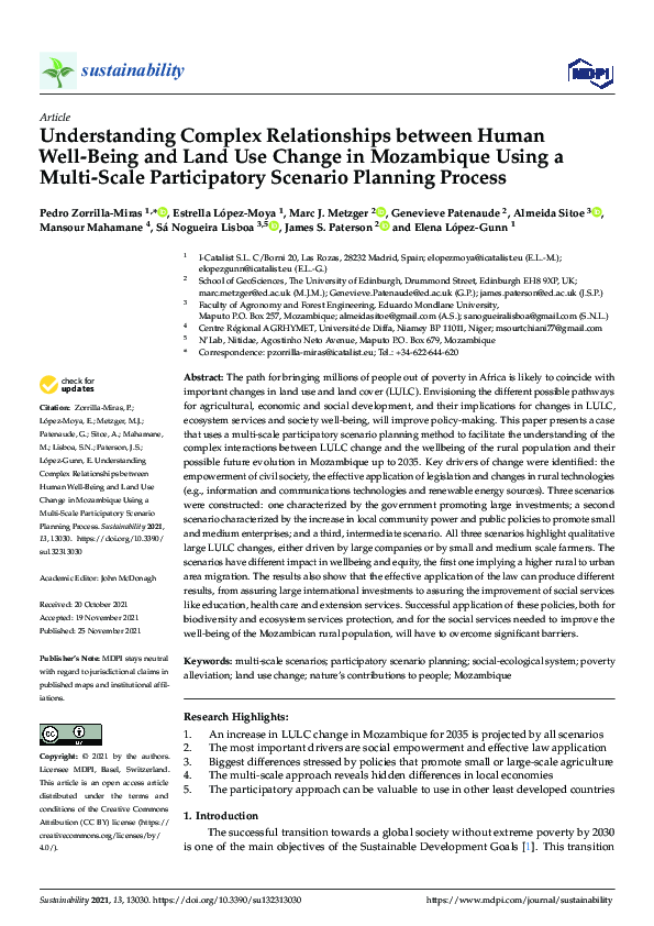 (PDF) Understanding Complex Relationships between Human Well-Being and Land Use Change in ...