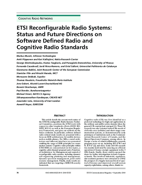 (PDF) ETSI reconfigurable radio systems: status and future directions ...