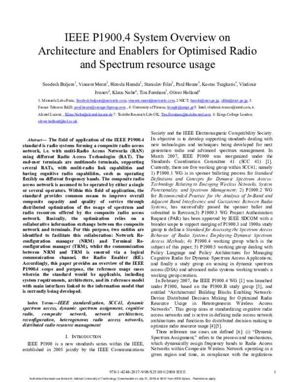 (PDF) IEEE P1900.4 System Overview on Architecture and Enablers for ...