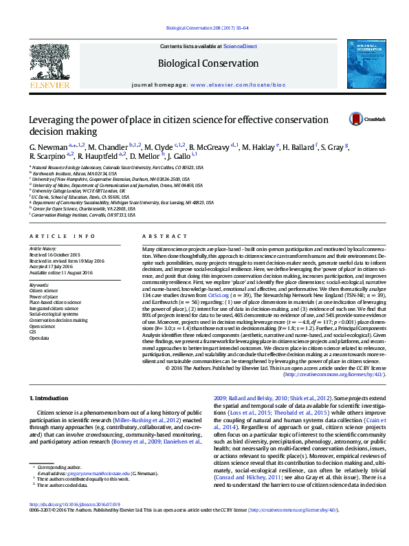 (PDF) Leveraging the power of place in citizen science for effective ...