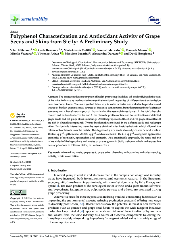 (PDF) Polyphenol Characterization and Antioxidant Activity of Grape ...