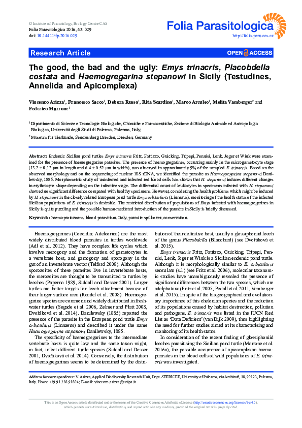 (PDF) The good, the bad and the ugly: Emys trinacris, Placobdella ...