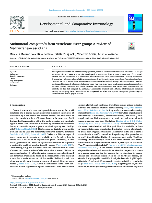 (PDF) Antitumoral compounds from vertebrate sister group: A review of ...