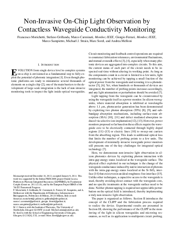 (PDF) Non-Invasive On-Chip Light Observation by Contactless Waveguide ...