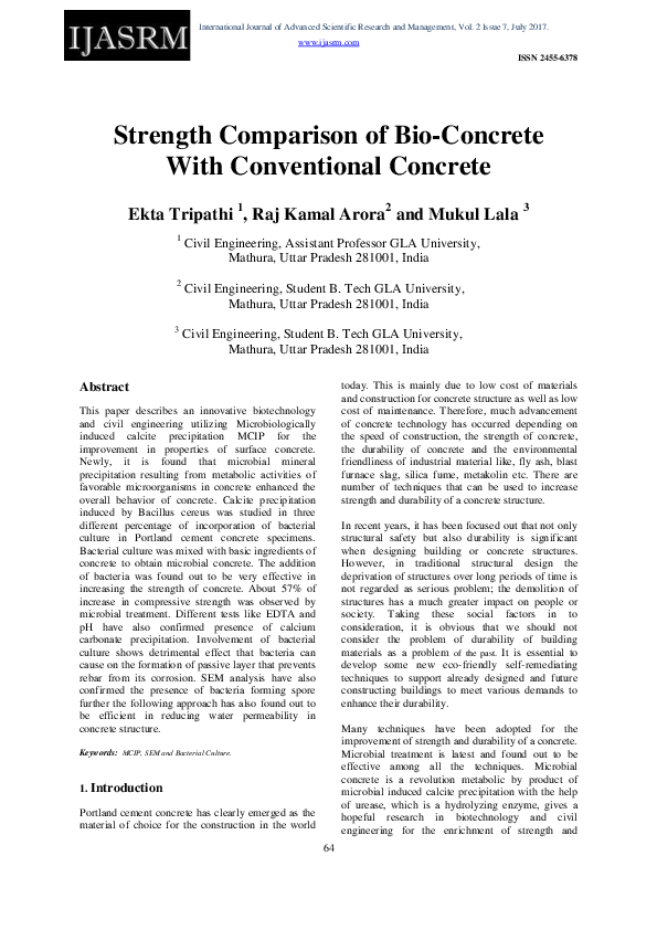(PDF) Strength Comparison of Bio-Concrete With Conventional Concrete
