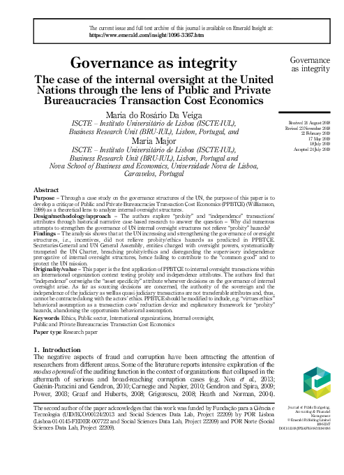 (PDF) Governance as integrity