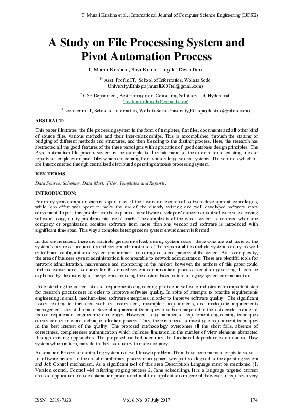 (PDF) A Study on File Processing System and Pivot Automation Process