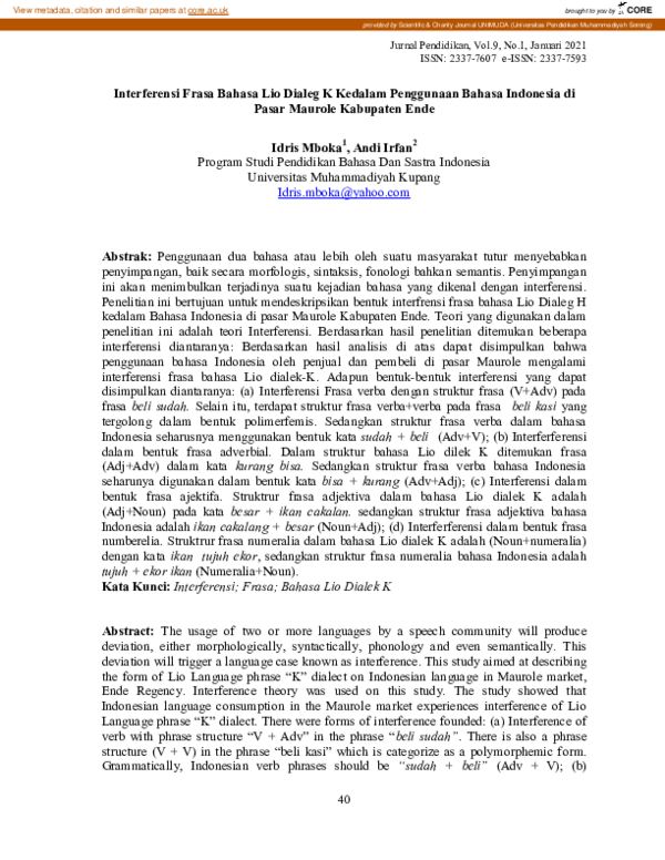 (PDF) Interferensi Frasa Bahasa Lio Dialeg K Kedalam Penggunaan Bahasa Indonesia di Pasar ...