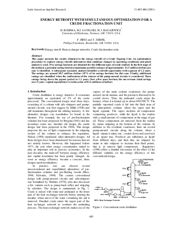 (PDF) Energy retrofit with simultaneous optimization for a crude ...