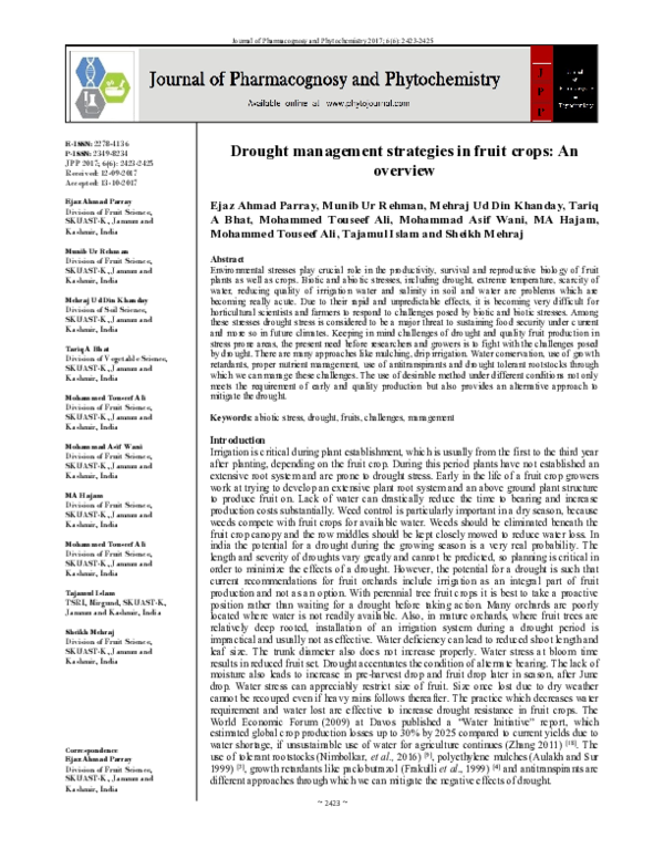 (PDF) Drought management strategies in fruit crops: An overview