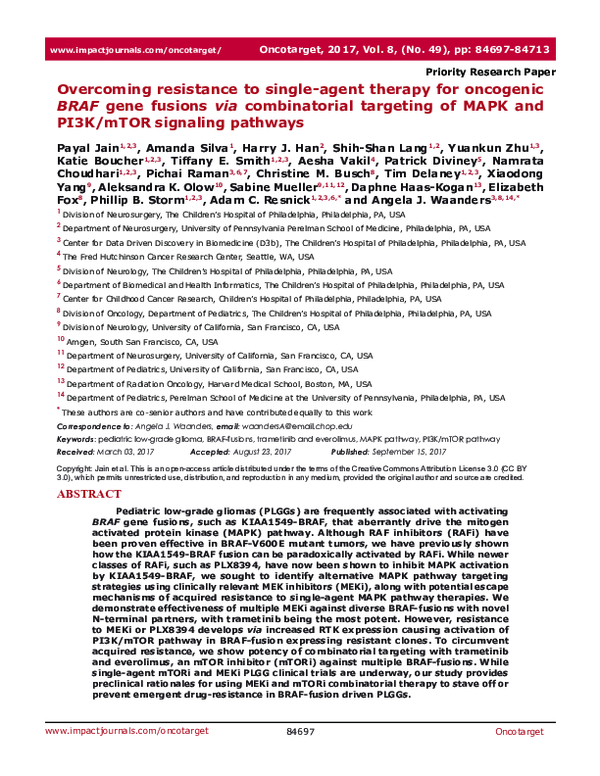 (PDF) Overcoming resistance to single-agent therapy for oncogenic BRAF ...