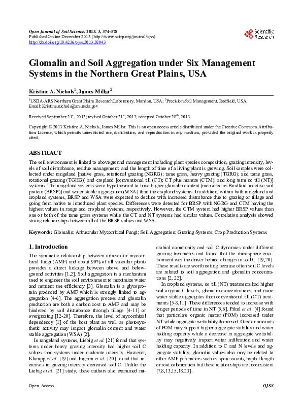 (PDF) Glomalin and Soil Aggregation under Six Management Systems in the ...