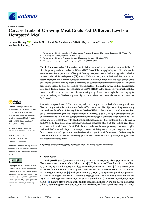 (PDF) Carcass Traits of Growing Meat Goats Fed Different Levels of ...
