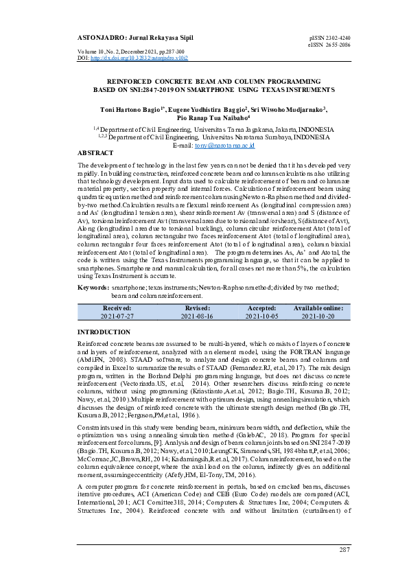 (PDF) Reinforced Concrete Beam and Column Programming Based on SNI:2847-2019 on Smartphone Using ...