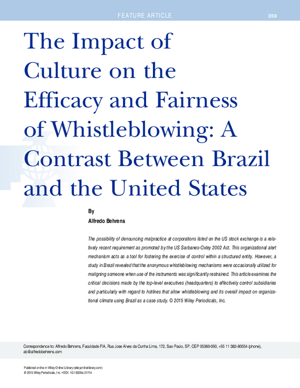 (PDF) The Impact of Culture on the Efficacy and Fairness of ...