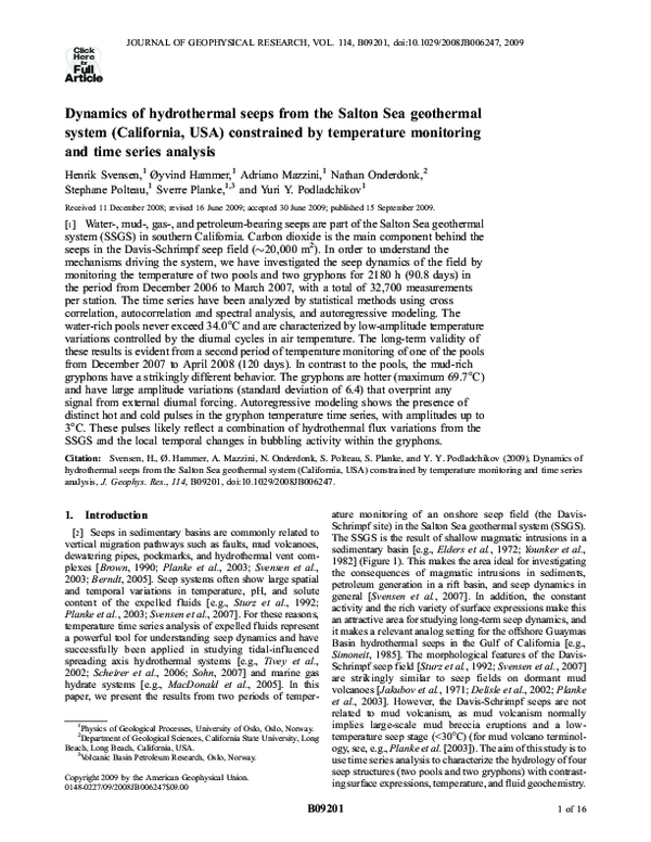 (PDF) Dynamics of hydrothermal seeps from the Salton Sea geothermal ...