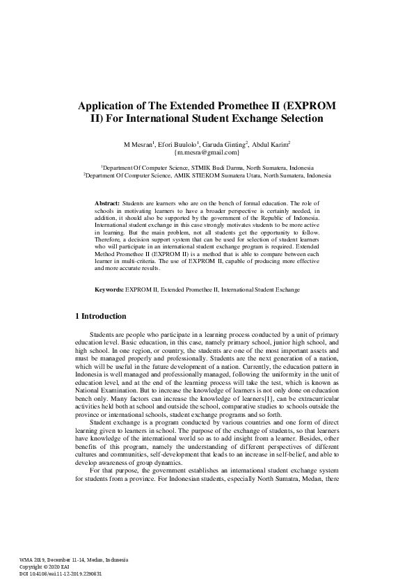 (PDF) Application of The Extended Promethee II (EXPROM II) For ...