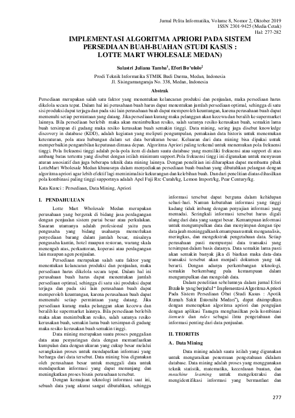 (PDF) Implementasi Algoritma Apriori Pada Sistem Persediaan Buah-Buahan ...