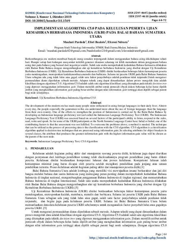 (PDF) Implementasi Algoritma C5.0 Pada Kelulusan Peserta Ujian Kemahiran Berbahasa Indonesia ...