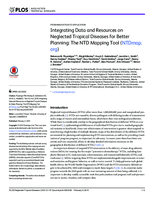 (PDF) Integrating Data and Resources on Neglected Tropical Diseases for ...