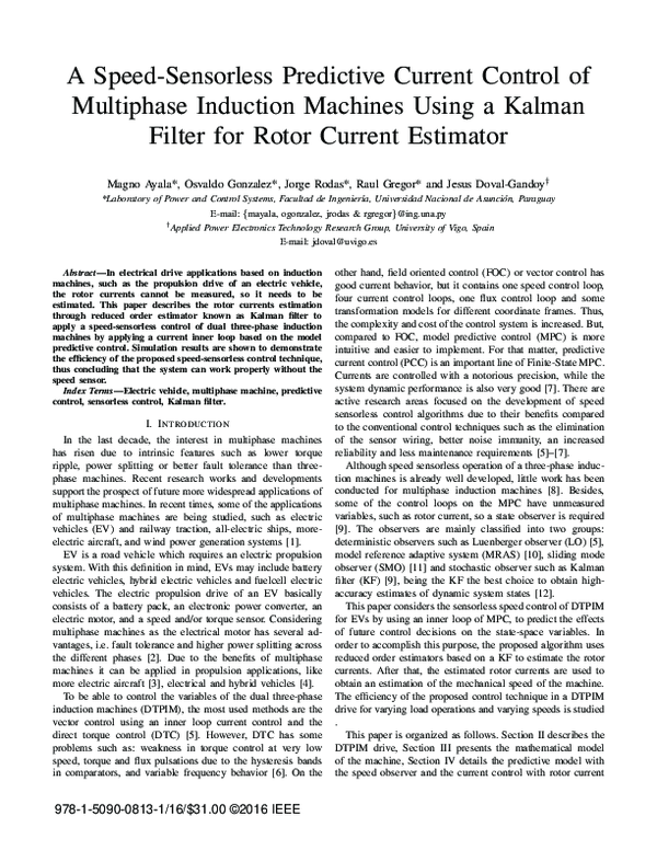(PDF) A speed-sensorless predictive current control of multiphase ...