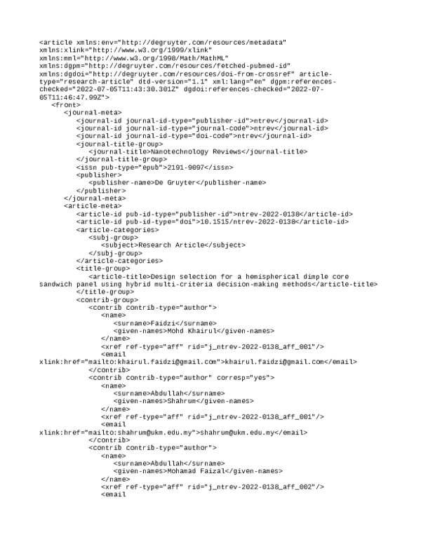 Design selection for a hemispherical dimple core sandwich panel using ...