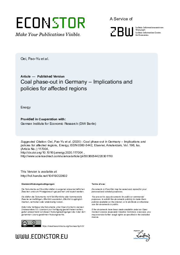 (PDF) Coal phase-out in Germany – Implications and policies for ...