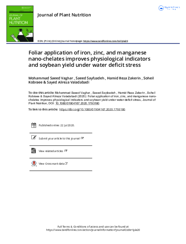 Pdf Foliar Application Of Iron Zinc And Manganese Nano Chelates