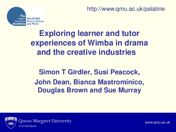 (PDF) Exploring learner and tutor experiences of Wimba in drama and the ...