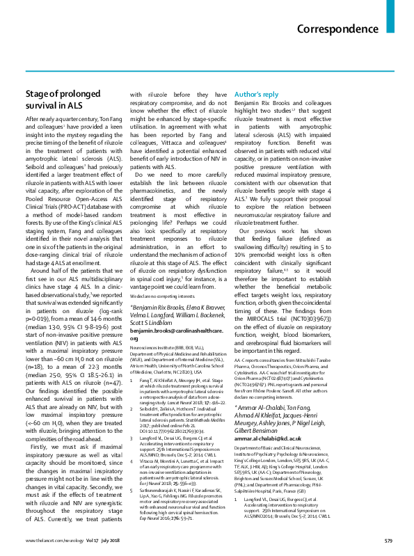 (PDF) Stage of prolonged survival in ALS
