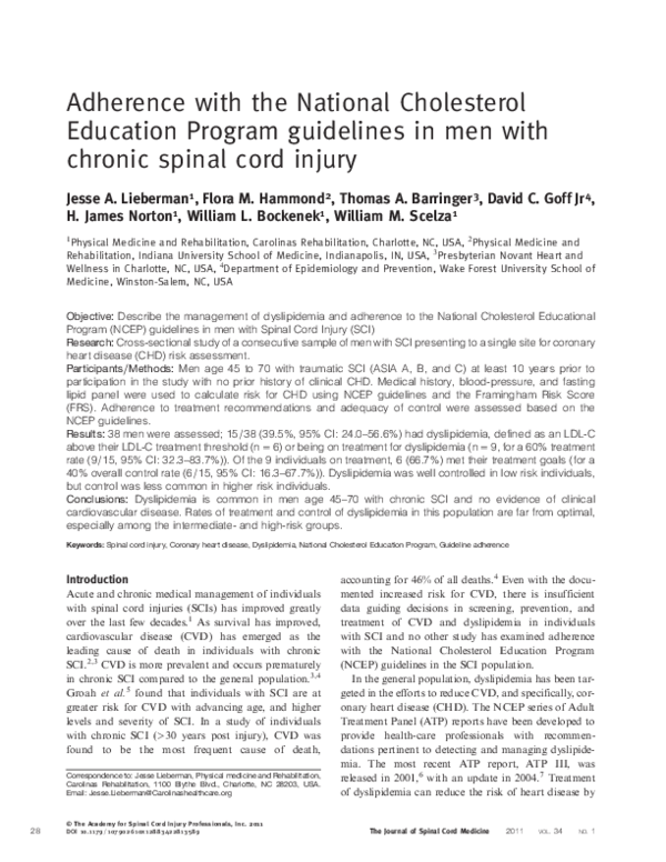 (PDF) Adherence with the National Cholesterol Education Program ...