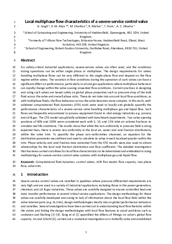(PDF) Local multiphase flow characteristics of a severe-service control valve